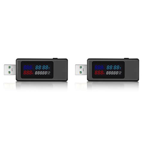 2x 6 In 1 Usb Tester Dc4 30v Ips Display Digital Voltage Power Timing Capacity Meter Detector