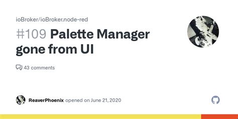 palette manager gone from ui · issue 109 · iobroker iobroker node red