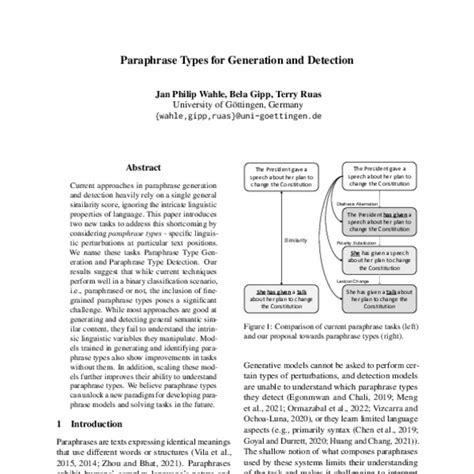 Paraphrase Types For Generation And Detection Acl Anthology