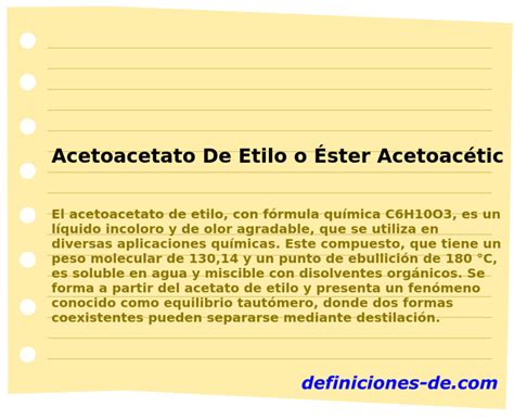 Significado De «acetoacetato De Etilo O Éster Acetoacético