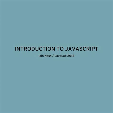 Introduction To Javascript