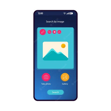 Premium Vector Search By Image App Smartphone Interface Vector Template