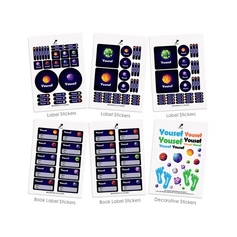 School Label Stickers Pack D028 Space Printery