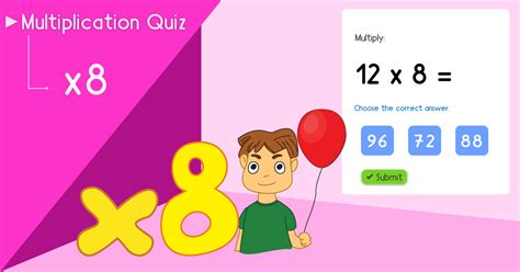 multiply by 8 practice multiplying by eight quiz