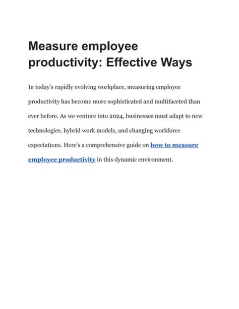 Measure Employee Productivity Effective Ways 1 Pdf