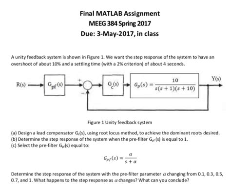 Solved A Unity Feedback System Is Shown In Figure We Want Chegg