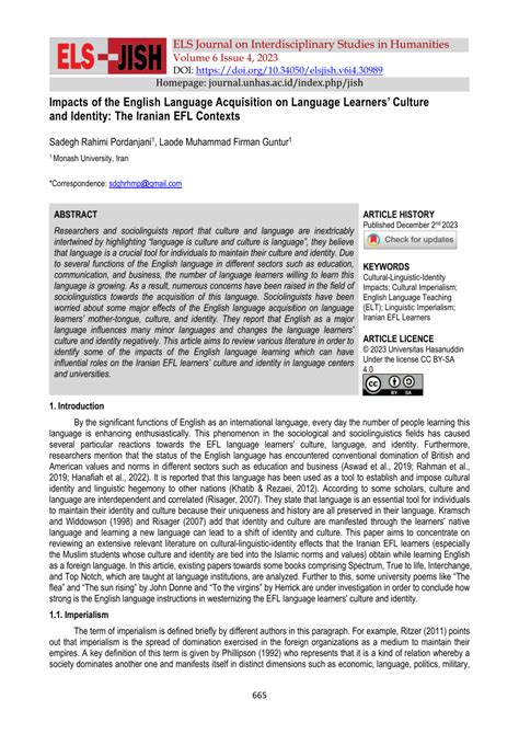 Pdf Impacts Of The English Language Acquisition On Language Learners Culture And Identity