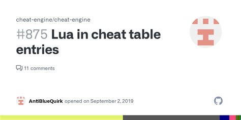 Lua In Cheat Table Entries · Issue 875 · Cheat Enginecheat Engine · Github