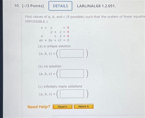 solved points]larlinalg8 1 2 051 find values of a b ﻿and