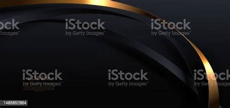 추상 3d 금색 곡선 어두운 색과 금색 리본 검은 배경에 조명 Effec 및 텍스트 복사 공간 럭셔리 디자인 스타일 1위에 대한