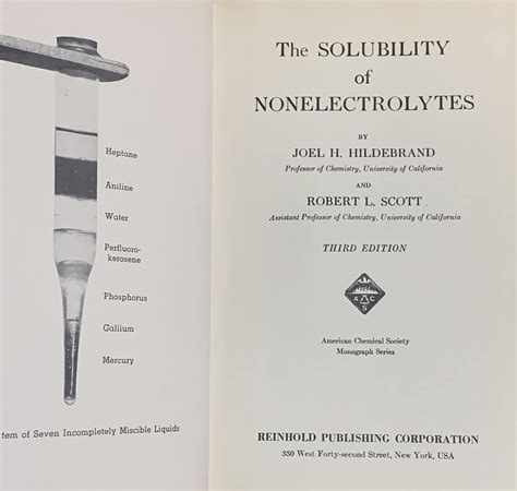 The Solubility Of Nonelectrolytes Joel H Hildebrand And Robert L Scott Ebay