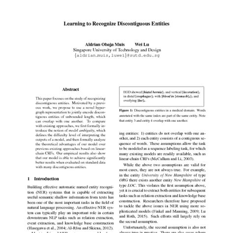 Learning To Recognize Discontiguous Entities Acl Anthology