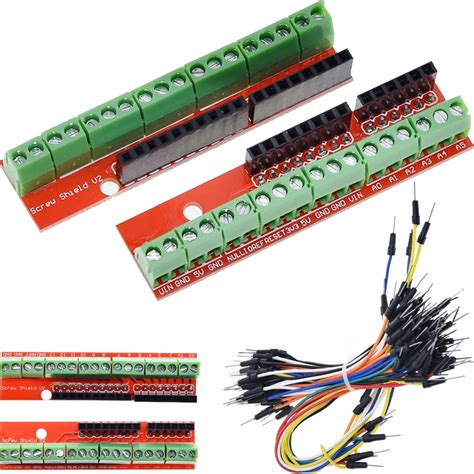 Jp ジャンプワイヤとarduino Uno R3のためのdaokai 2packスクリューシールドv2端子台拡張ボー