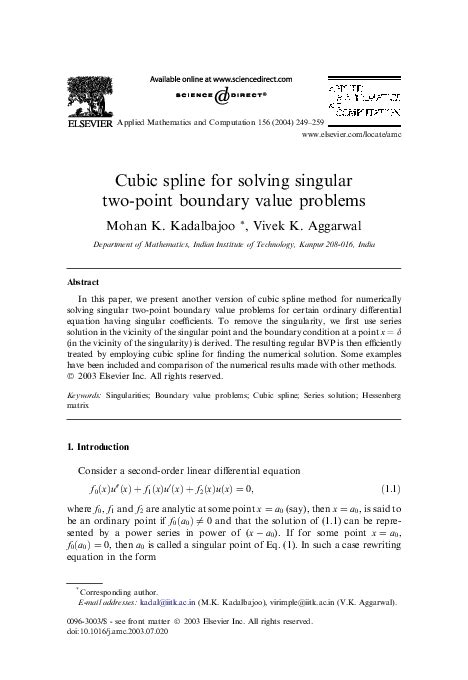 pdf cubic spline for solving singular two point boundary value problems