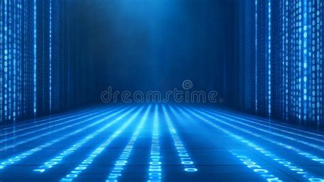 Futuristic Blue Binary Code Backdrop Creates A Tech Atmosphere In Virtual Space Stock
