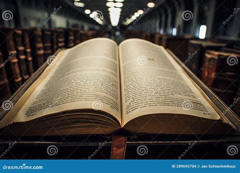 an open textbook in a library generative ai stock illustration