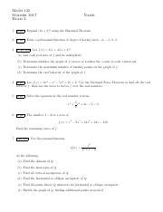 Algebra Exam Practice: Polynomial Functions, Binomial Theorem | Course Hero