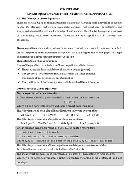 Mathematics For Management Chapter One Pdf Mathematical Objects Business Economics