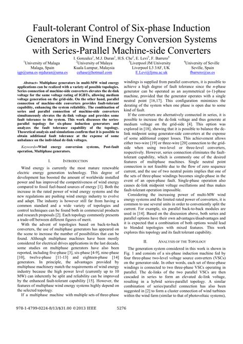 Pdf Fault Tolerant Control Of Six Phase Induction Generators In Wind