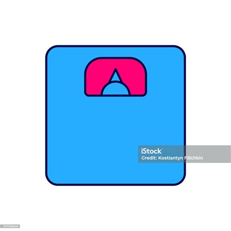 채워진 윤곽선 욕실 스케일 아이콘은 흰색 배경에 격리되어 있습니다 무게 측정 장비 체중계 피트니스 스포츠 개념 벡터 가득 찬에