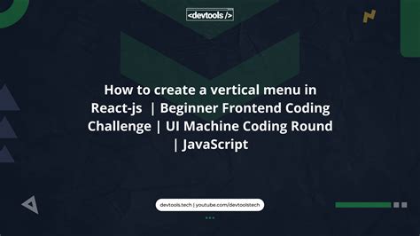 How To Create A Vertical Menu In Reactjs Beginner Frontend Coding