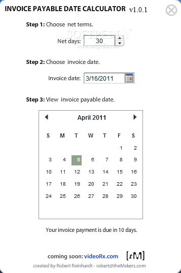 Invoice Payable Date Calculator Download Softpedia