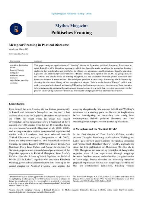 pdf metaphor framing in political discourse