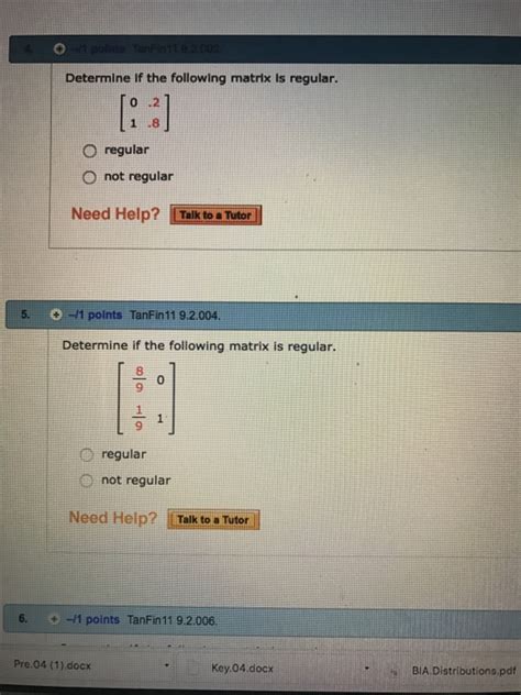 Solved Determine If The Following Matrix Is Regular O Chegg