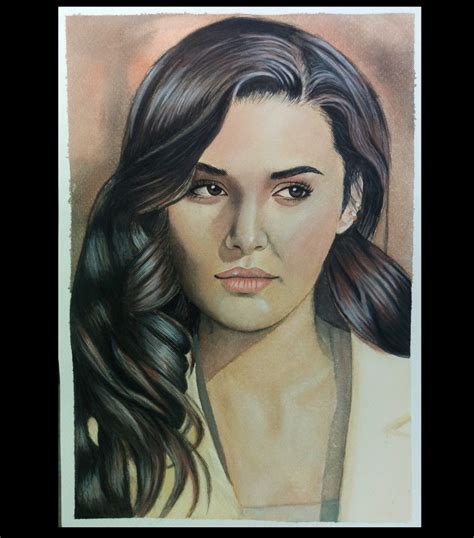 Watercolor Portrait Of Hande Ercel Portrait Drawing Watercolor Portraits Portrait Art
