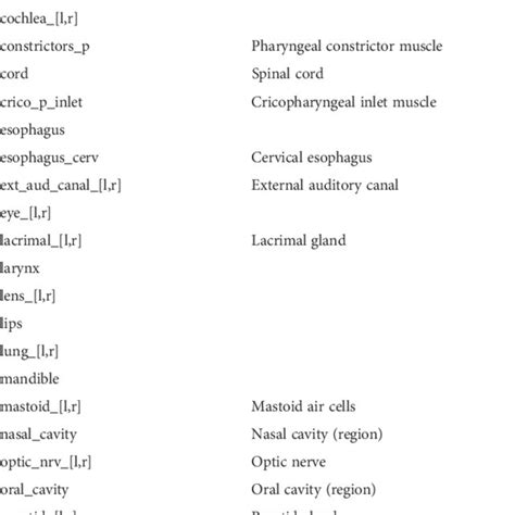 Oar Segmentation Labels And Their Anatomic Designation Download
