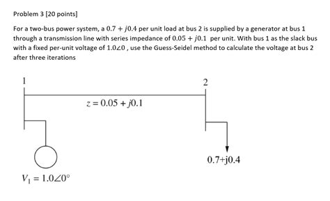 Solved Problem Points For A Two Bus Power System A Chegg