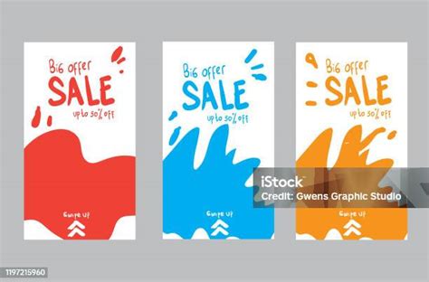 손으로 그린 판매 배너 템플릿동적 현대 유체 모바일 인스 타 그램 커버 배경에 사용할 수 있습니다 Advertising Week에 대한 스톡 벡터 아트 및 기타 이미지