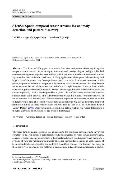 Pdf Stensr Spatio Temporal Tensor Streams For Anomaly Detection And