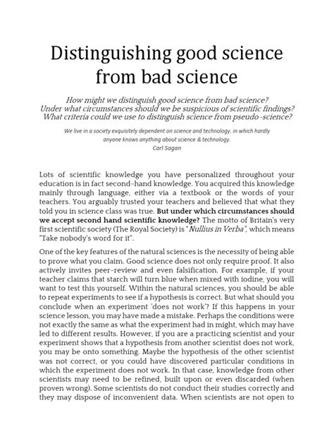 Distinguishing Good Science From Bad Science Pdf Science Pseudoscience Distinguishing Good Science From Bad Science Pdf Science Pseudoscience