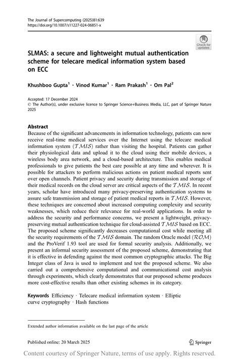 slmas a secure and lightweight mutual authentication scheme for