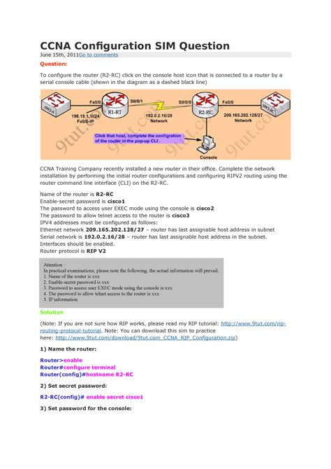 ccna configuration sim question complete the network installation by