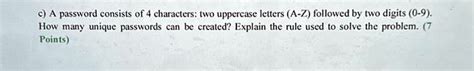 Solved A Password Consists Of 4 Characters Two Uppercase Letters A Z