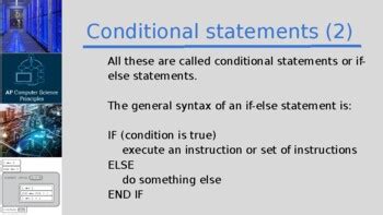 AP CSP Lecture Slides Conditional Statements Pseudocode High School U L