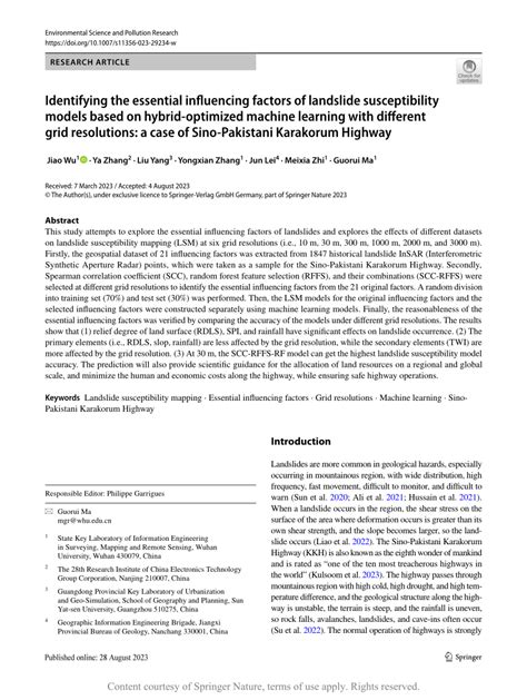 Identifying The Essential Influencing Factors Of Landslide Susceptibility Models Based On Hybrid