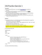 CSS Exercise 1 Updated Docx CSS Practice Exercise 1 Instructions A Use Your Favorite HTML