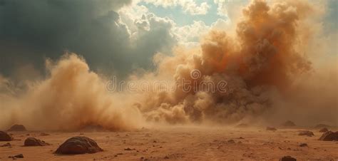 Massive Dust Cloud Engulfs Desert Landscape Chaotic Scene Of