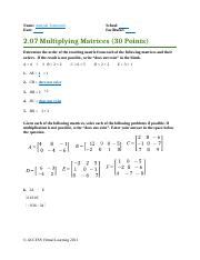 Multiplying Matrices Order And Solutions ACCESS Virtual Course Hero