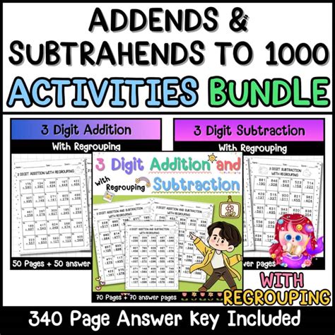 Bundle 3 Digit Addition And Subtraction With Regrouping Math Worksheets