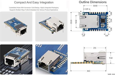 Waveshare Ttl Uart To Ethernet Mini Module Supports Tcp Servertcp
