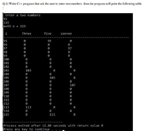 Solved Q 1 Write C Program That Ask The User To Enter Two Chegg Com