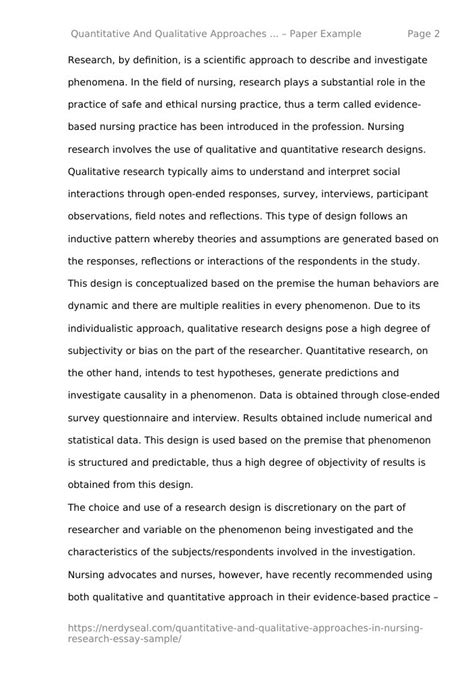 Quantitative And Qualitative Approaches In Nursing Research Essay Sample 599 Words Nerdyseal