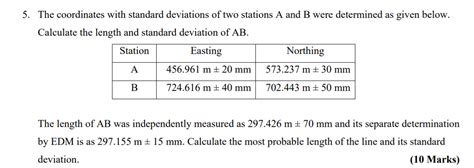 solved 5 the coordinates with standard deviations of two