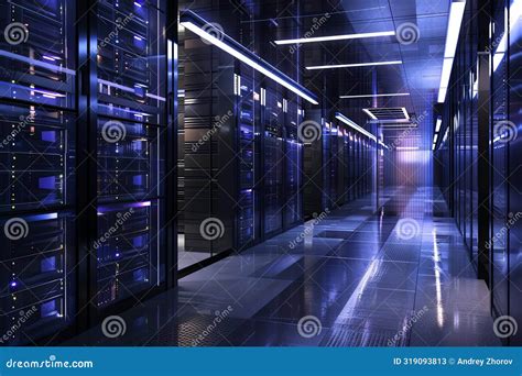 A Data Center Hallway Filled With Neatly Aligned Rows Of Servers Showcasing The Infrastructure