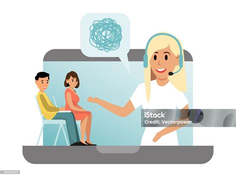 심리학 의사 약속 온라인 가족 심리학자 의사 흰색에 고립 평면 벡터 일러스트 캐릭터는 정신적 도움을 받습니다 가족에 대한 스톡 벡터 아트 및 기타 이미지 Istock