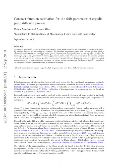pdf contrast function estimation for the drift parameter of ergodic